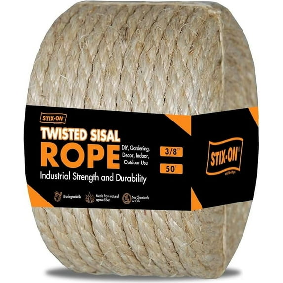 Twisted Sisal Rope – 50' X 3/8" Sisal Twine – Multipurpose Rope for Cat ...