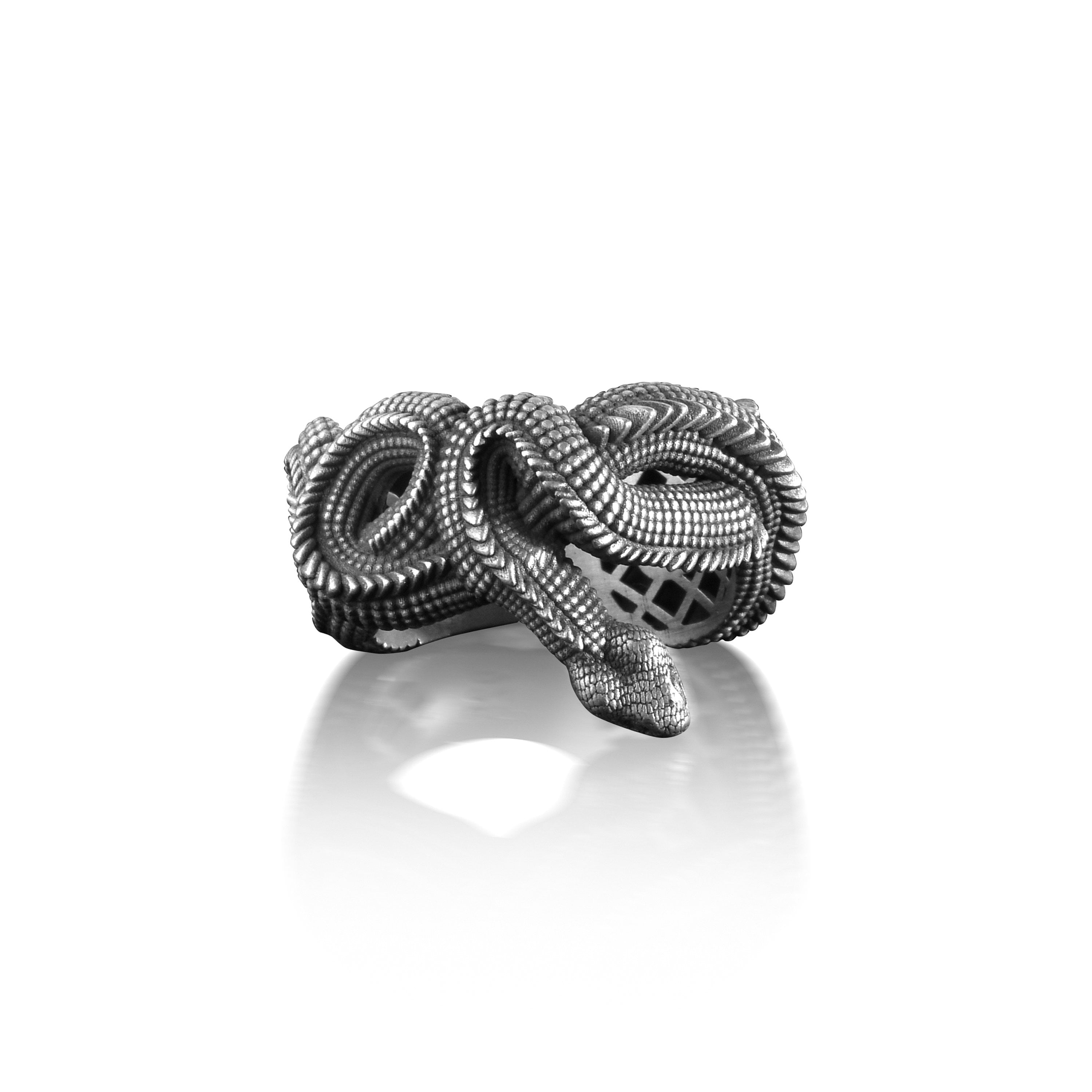 Twisted Snake Ring, Ouroboros Snake Sterling Silver Mens Ring, Snake ...