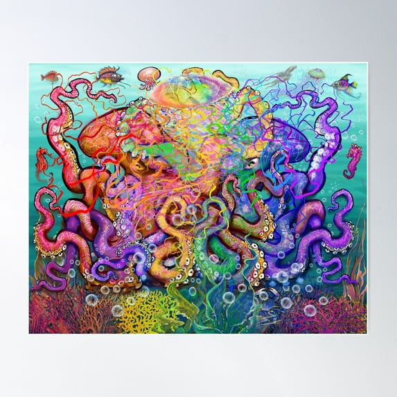 Twisted Tango Of Tentacles Poster Wall Art, Modern Wall Decor For ...