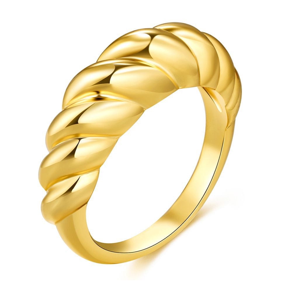 Twisted Thread Ring: Real Gold Plated Copper, European Style, Geometric ...