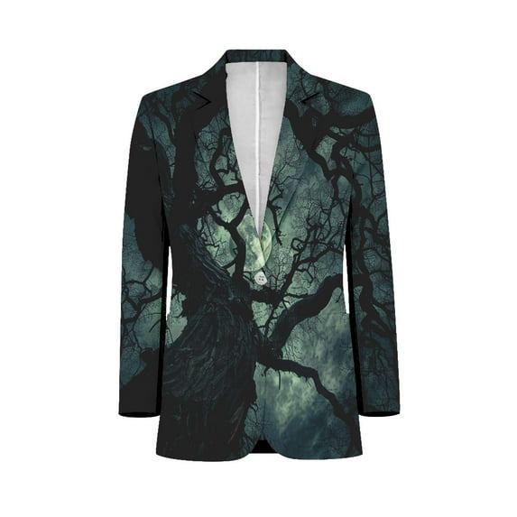 Twisted Tree And Surreal Moon Mens Suits Shawl Collar Slim Fit Suit ...
