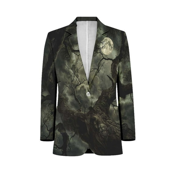 Twisted Tree And Surreal Moon Mens Suits Shawl Collar Slim Fit Suit ...
