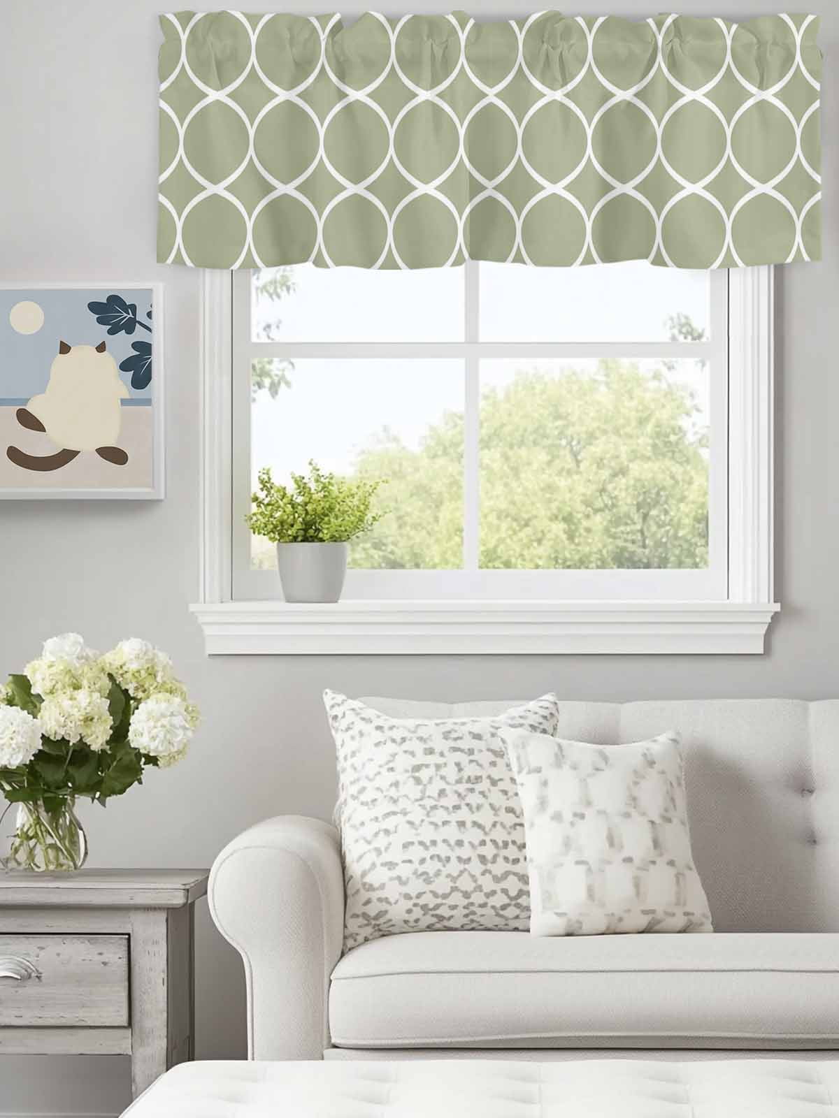 Twisted White Lines Valances for Windows,Rod Pocket Valance for Kitchen ...