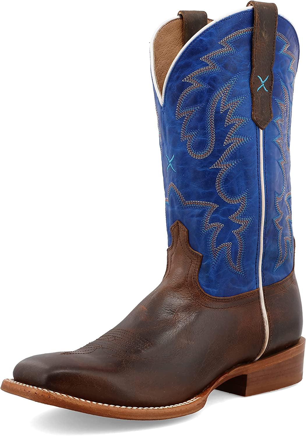 Twisted X Men's 12" Rancher Boots, Dark Chocolate & Brilliant Blue, 10. ...