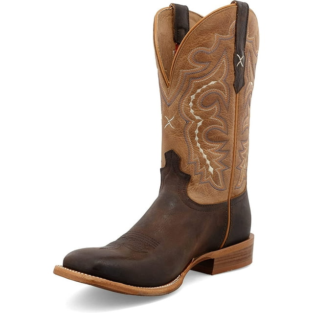 Twisted X Men's 12" Toe Rancher Boots - Casual Western Boots for Men, Chocolate & Light Tan, 7.5 ...