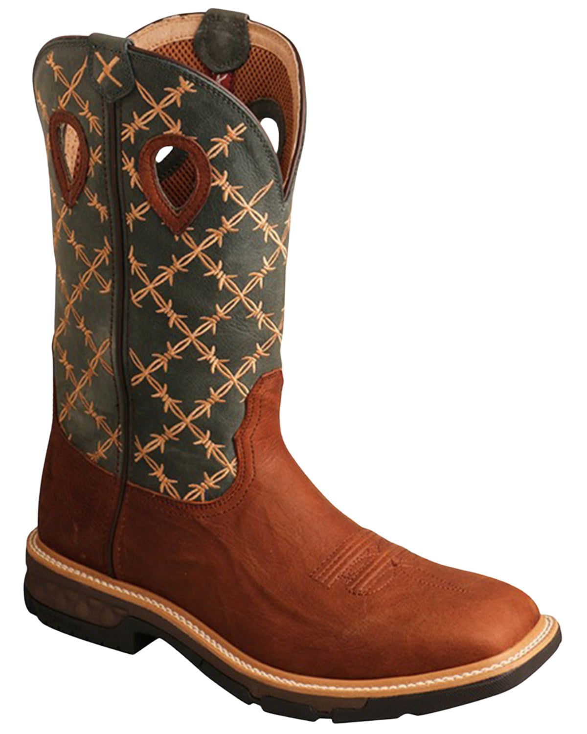 Twisted X Men's Barbed Wire Western Work Boot Soft Toe Brown 11.5 D(M ...