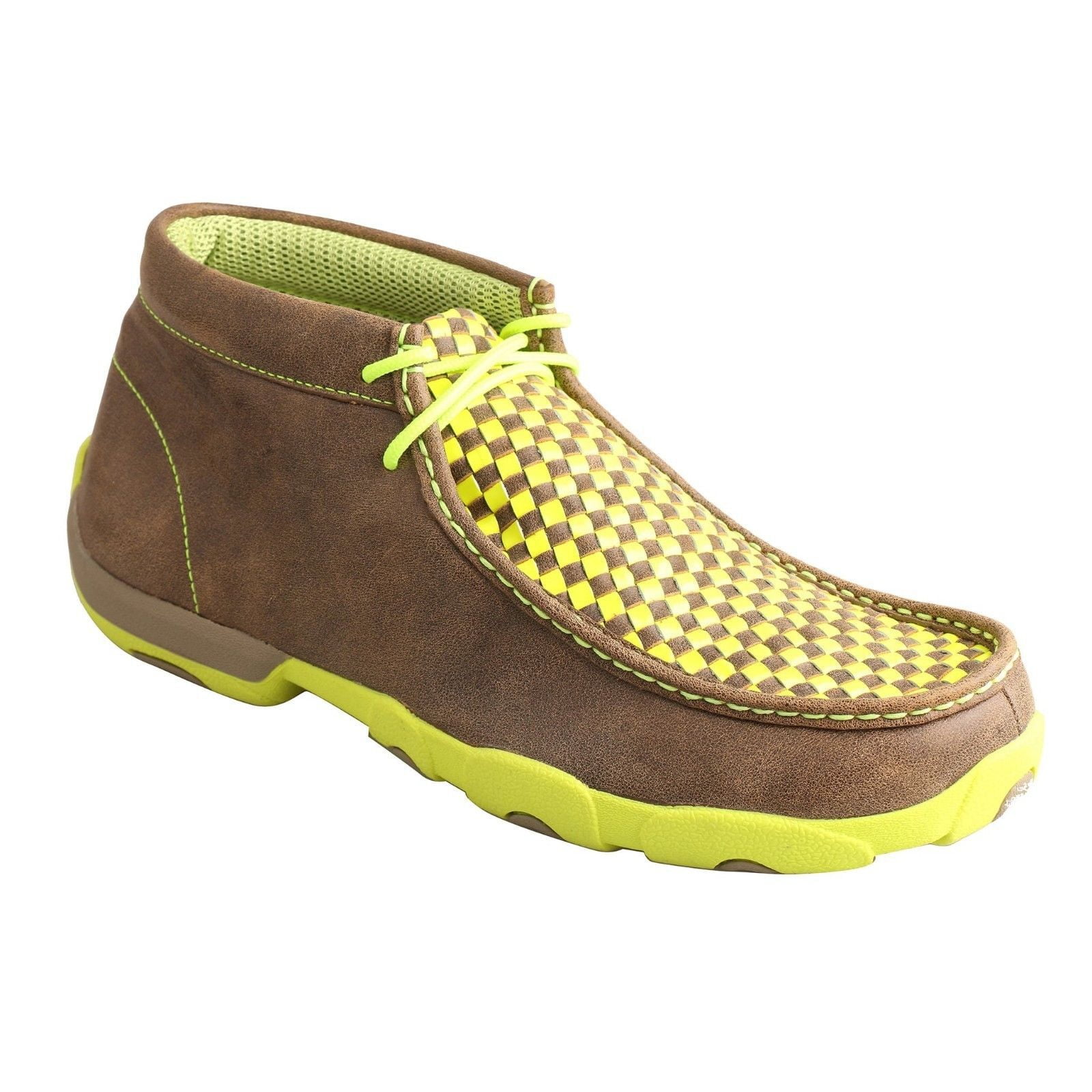 Twisted X Men's Bomber/Neon Yellow Checkered Driving Mocs MDM0029 ...