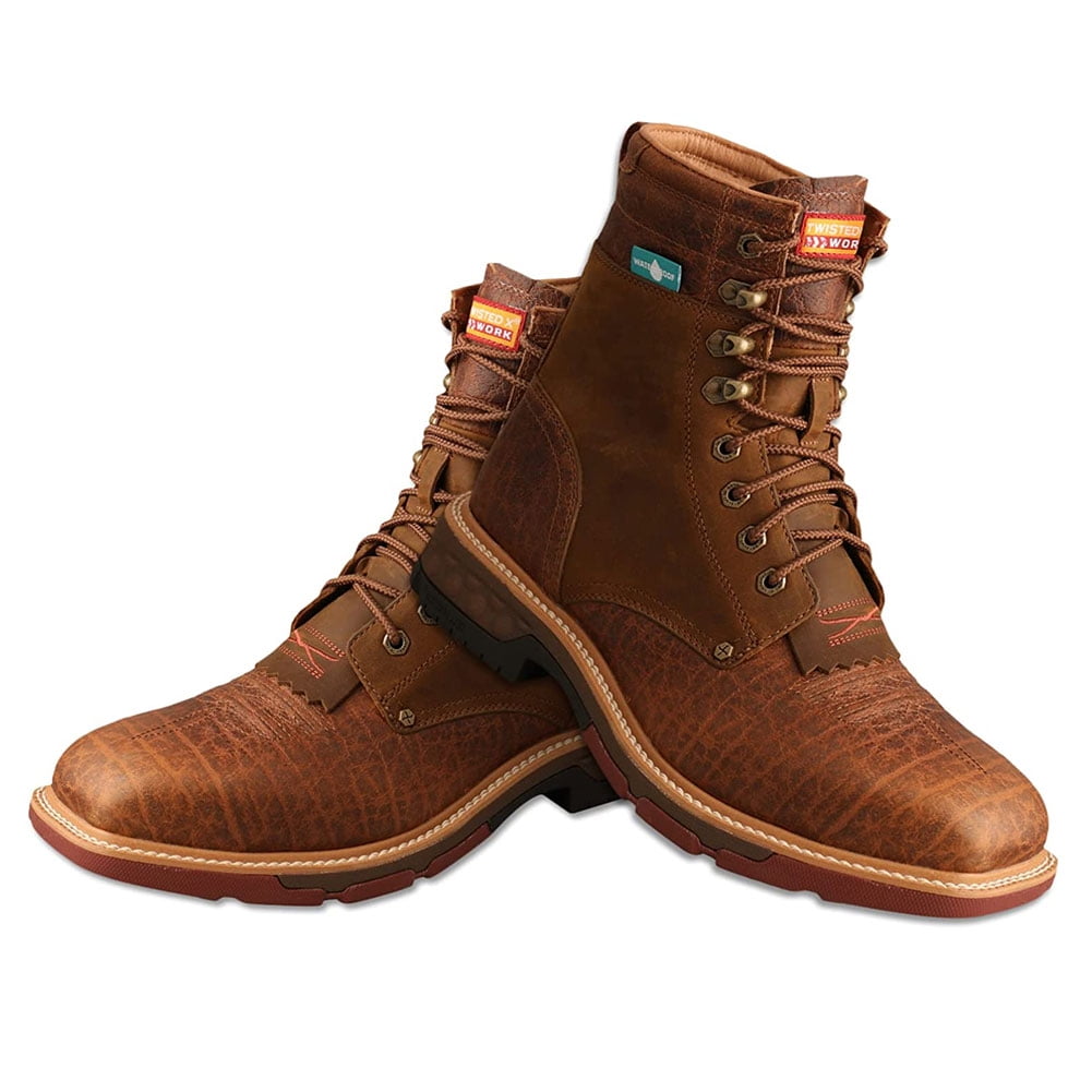 TWISTED X Male 8in CellStretch Lacer Distressed Saddle/Cognac Work ...