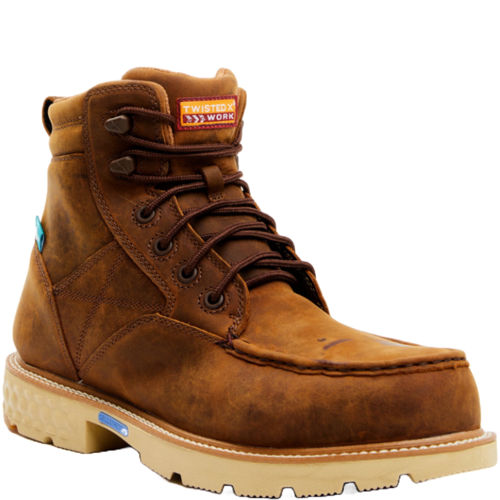 Twisted X Men's Waterproof Distressed Saddle Brown Work Boots MXCNW04 ...