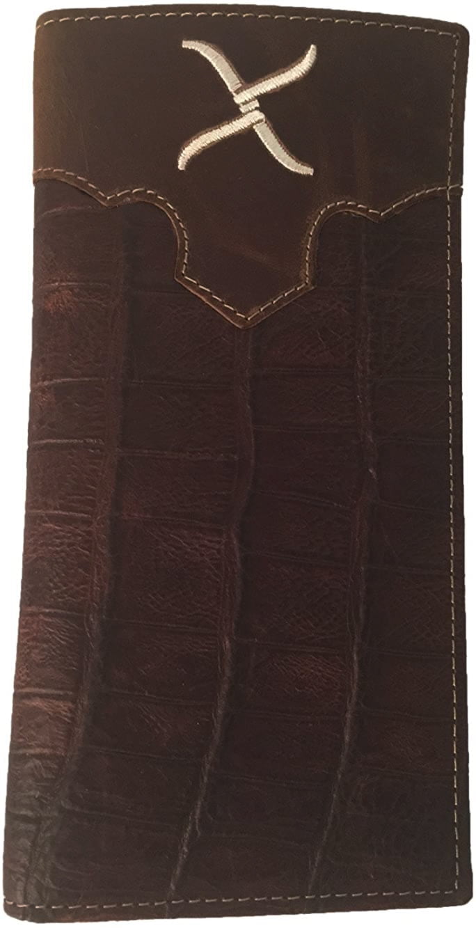 Twisted X Mens Distressed Gator Leather Rodeo Checkbook Wallet (Brown ...