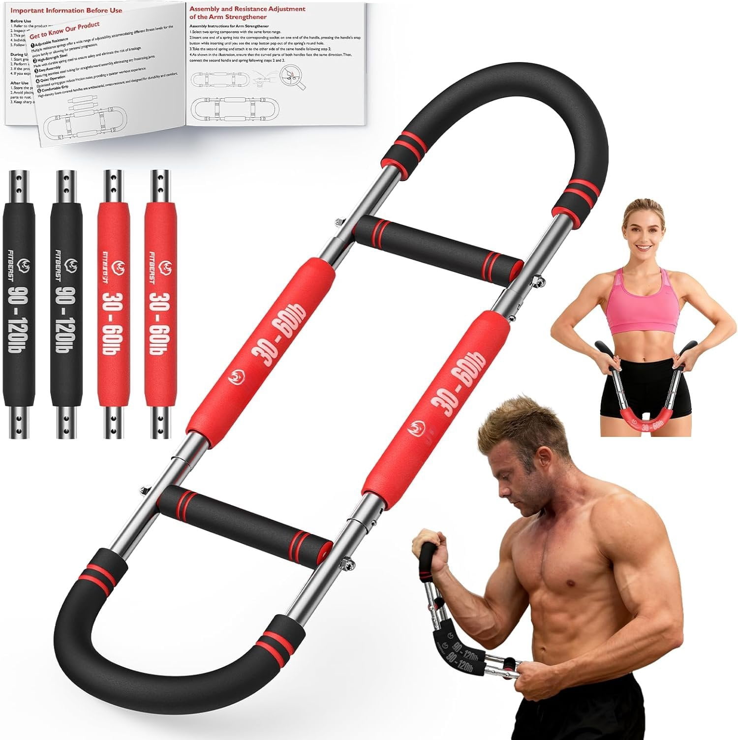 Twister Arm Trainer, 4 Progressive Resistance Levels (30-120 lbs), 4 ...