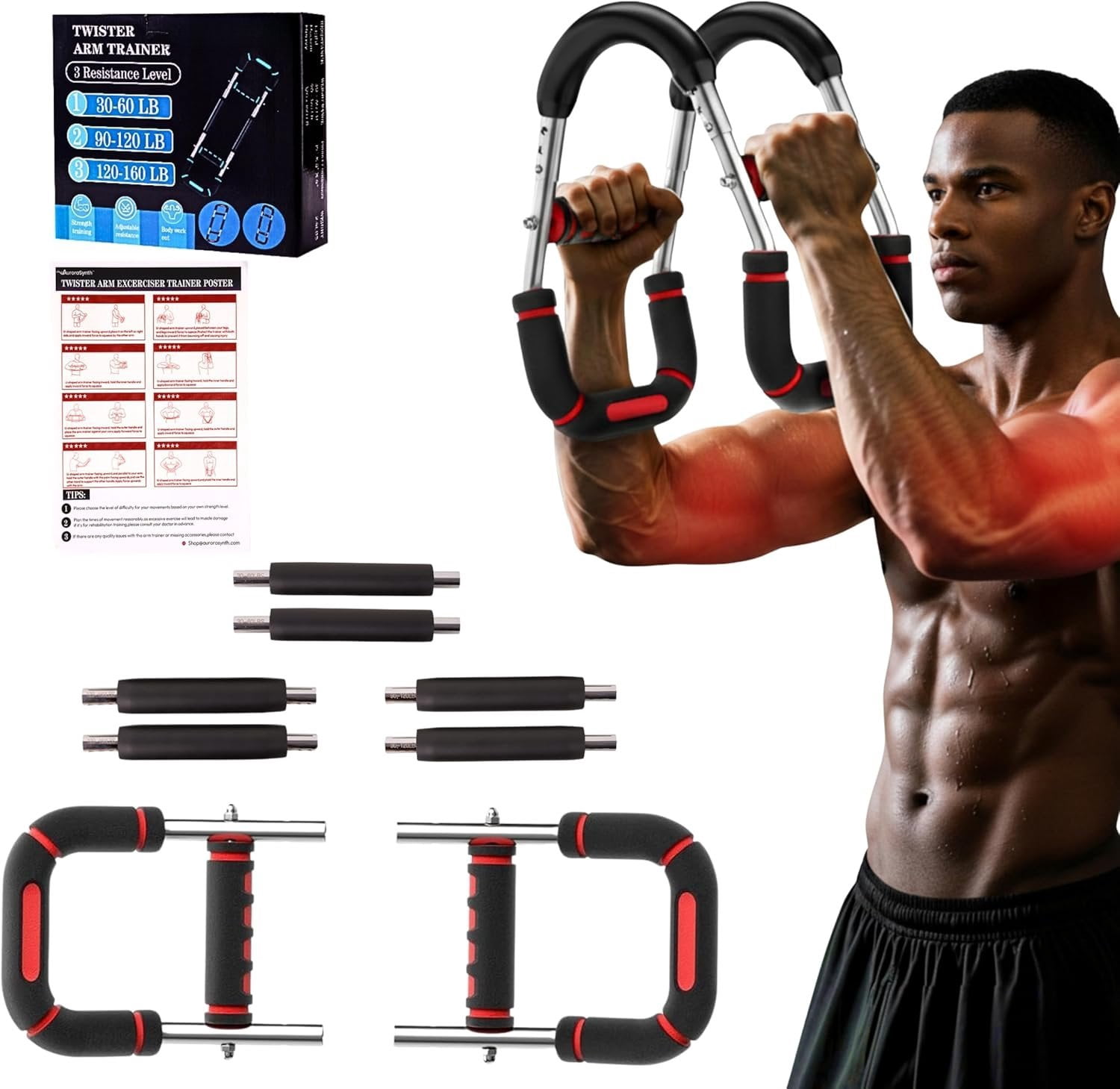 Twister Arm Trainer, Adjustable Chest Workout Equipment with 6 ...
