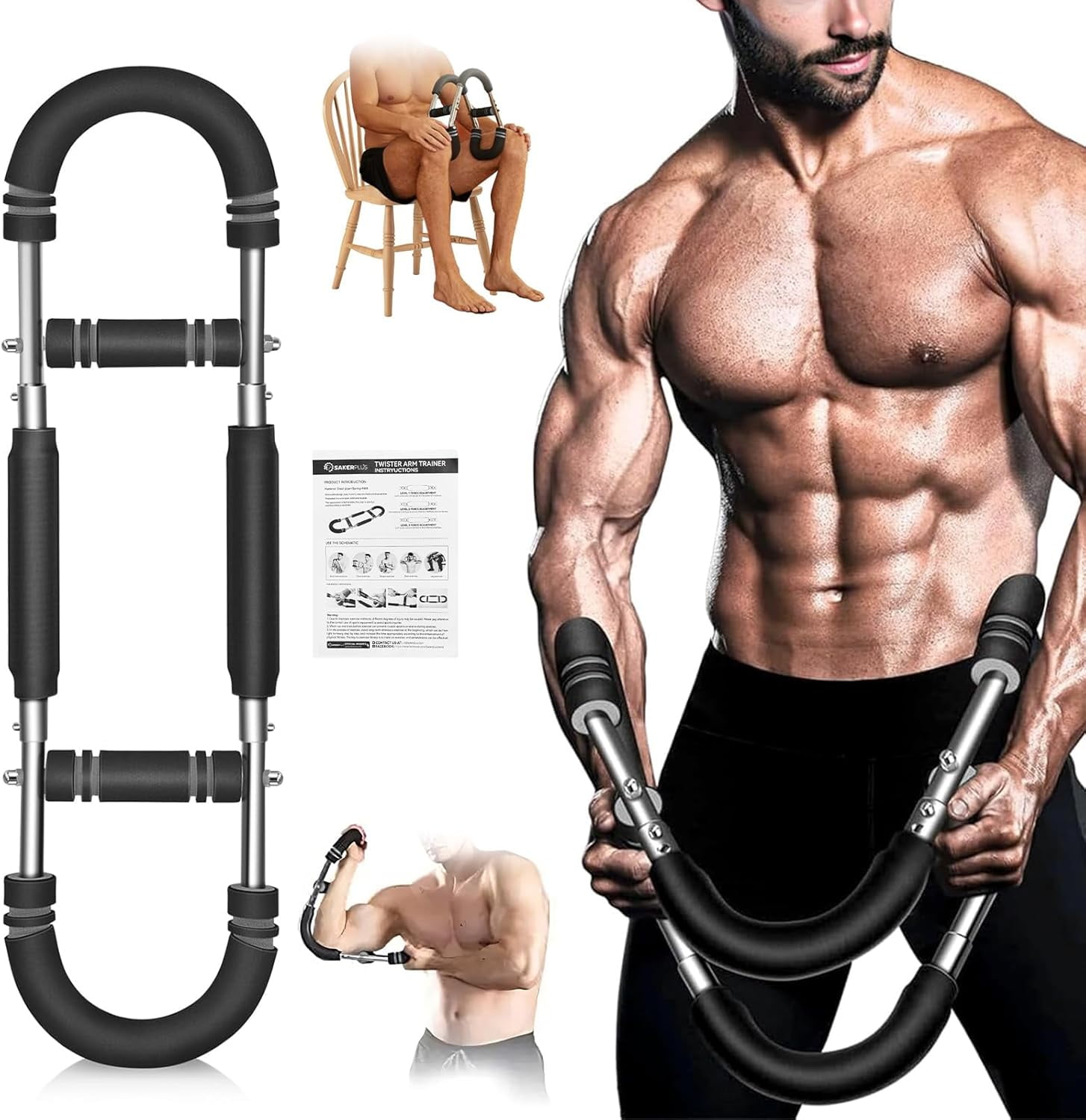 Twister Arm Trainer, Adjustable Spring Chest Expander and Forearm ...