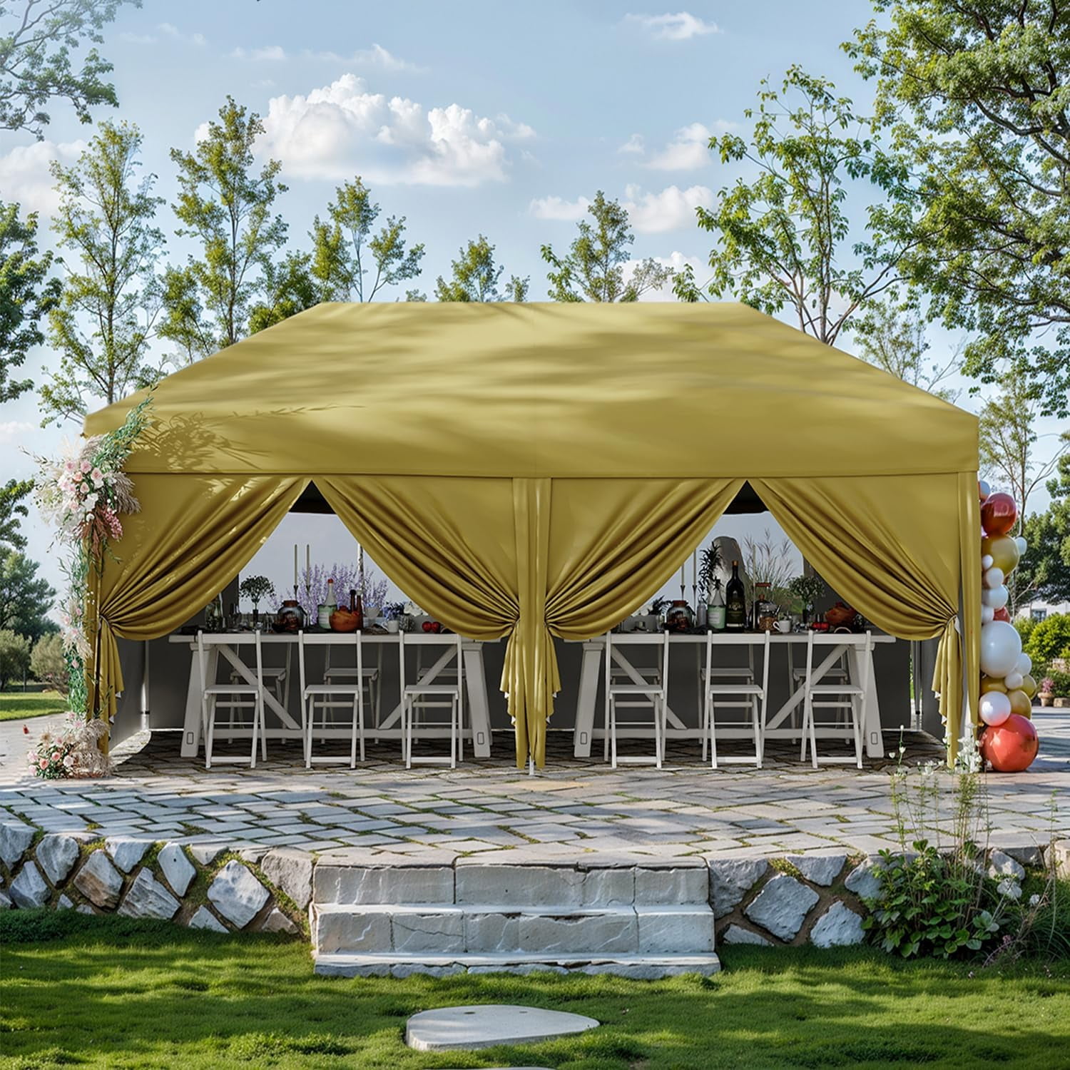 Twister.CK 10x20 Pop Up Canopy Tent with 6 Sidewall, Heavy-Duty Rust ...