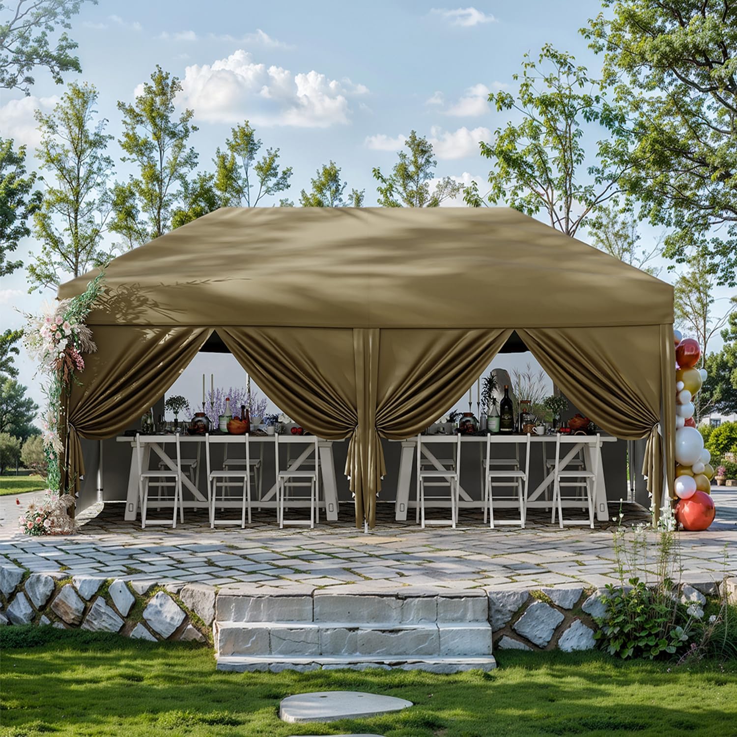 Twister.CK 10x20 Pop Up Canopy Tent with 6 Sidewall, Heavy-Duty Rust ...
