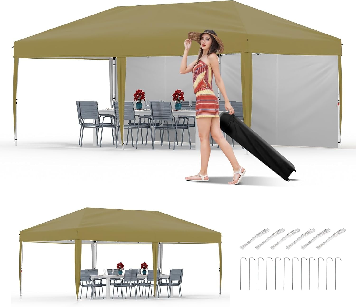 Twister.CK 10x20 Pop Up Canopy Tent Party Tent, Outdoor Event Protable Instant Shelter Canopy ...