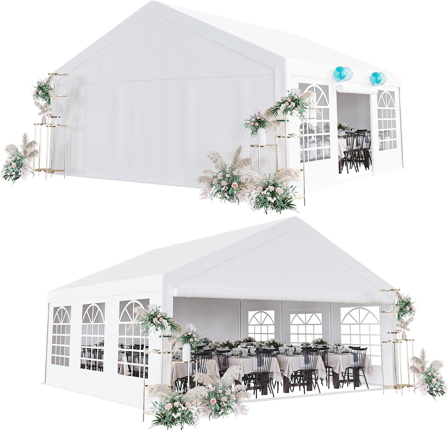 Twister.CK 20x20 FT Party Tent Heavy Duty Wedding Canopy with White ...