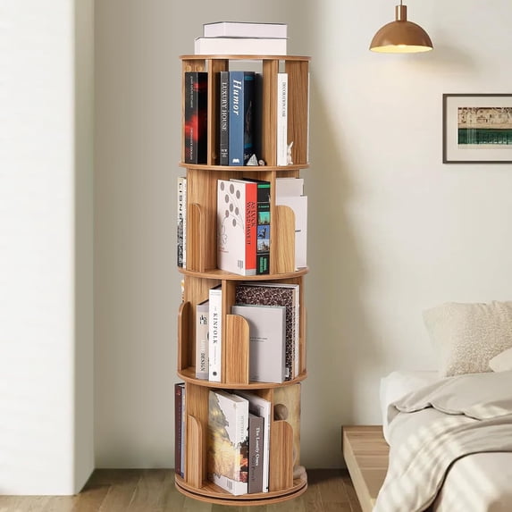 Twister.CK 4 Tier 360° Rotating Bookshelf, Compact Corner Bookcase for ...