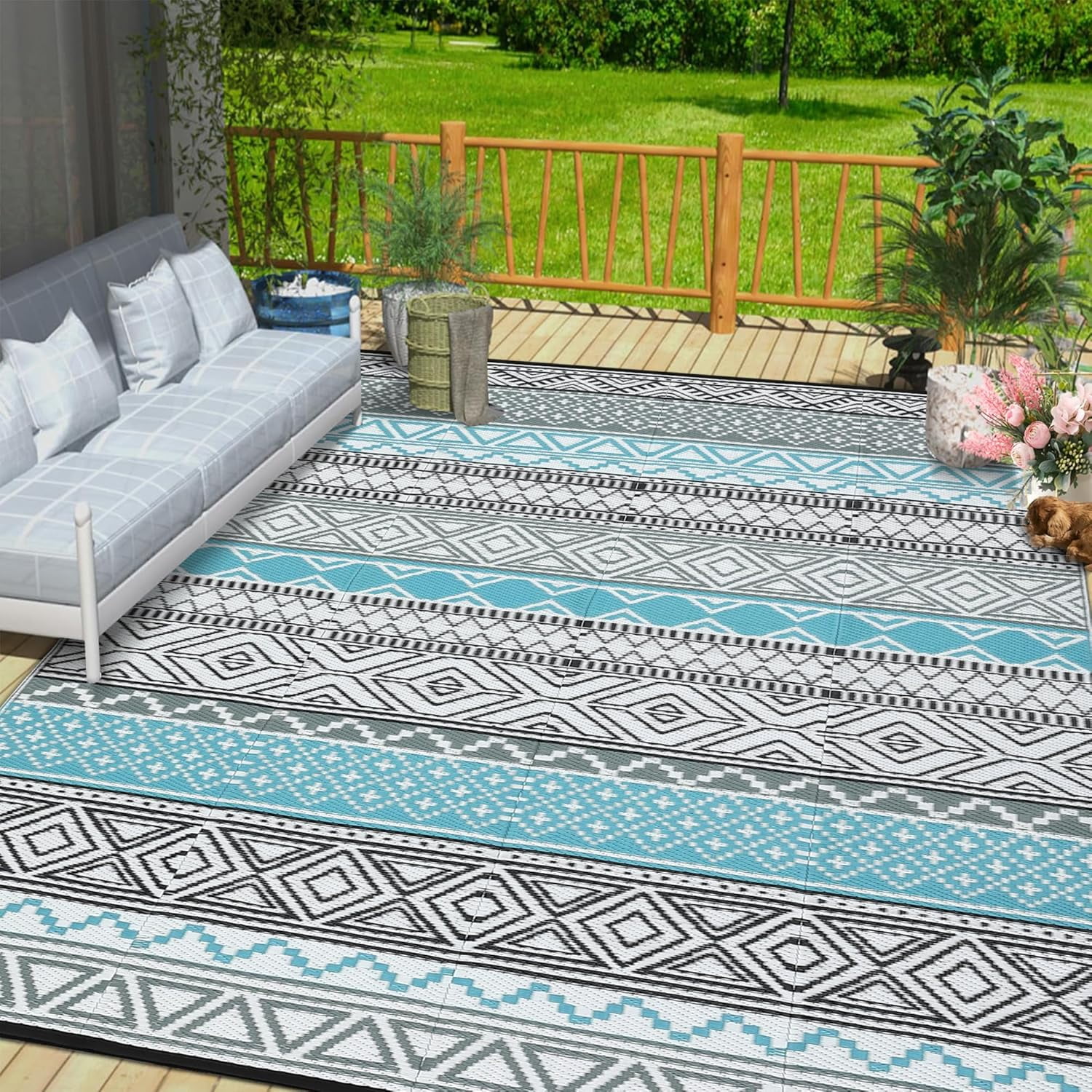 Twister.CK 6' x 9' Plastic Outdoor Rugs, Waterproof Bohemia Straw Rug ...