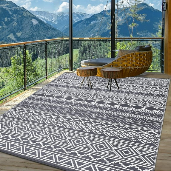 Twister.CK 9' x 12' Plastic Large Outdoor Rugs, Waterproof Bohemia ...