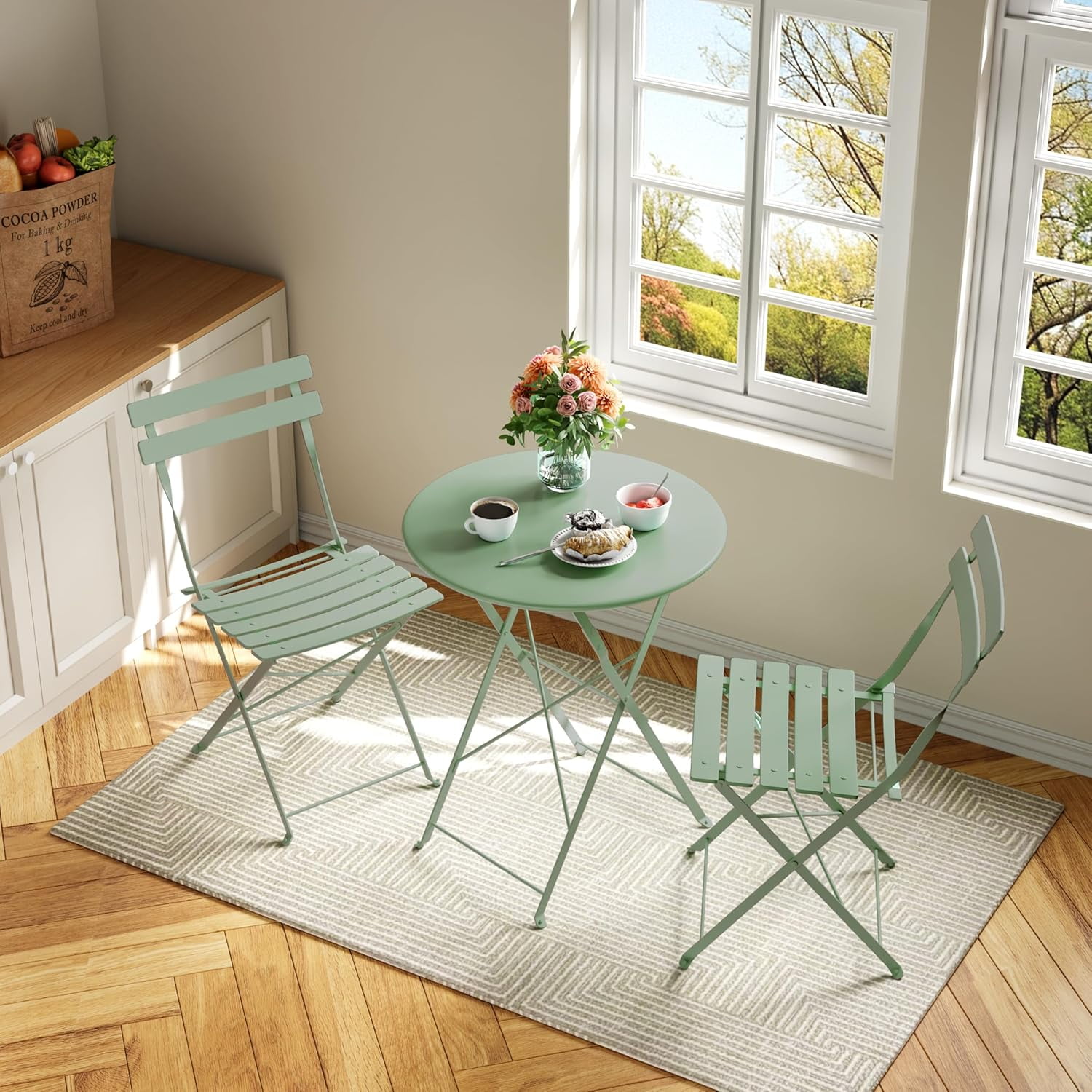 Twister.CK Bistro Table and Chairs Set of 2, 3 Piece Outdoor/Indoor ...