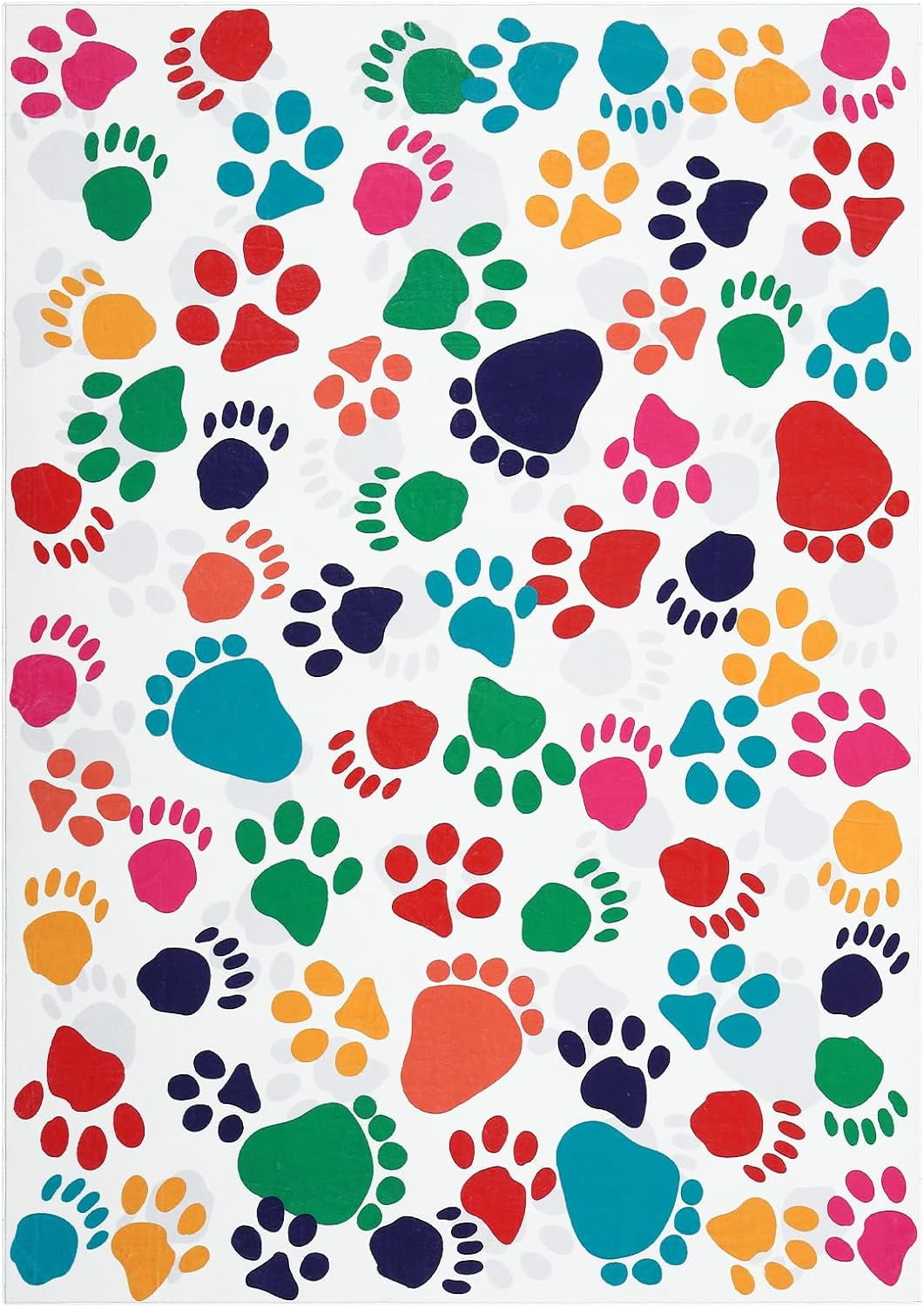 Twister.CK Colorful Animal Footprints Kids Area Rug, Washable Cartoon ...