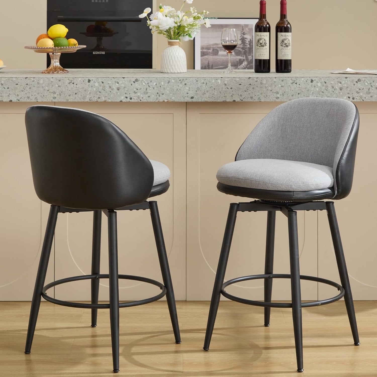 Twister.CK Counter Height Bar Stools Set of 2, Swivel Barstools with ...