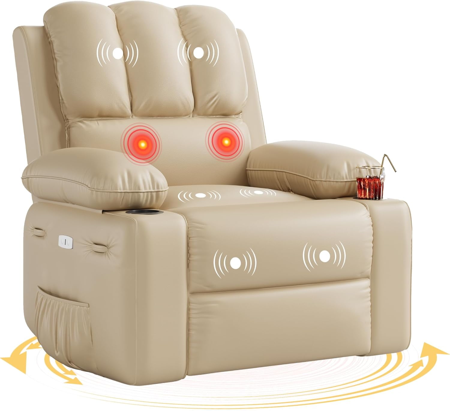 Twister.CK Electric Recliner Chair with Massage & Heat, 360° Swivel ...