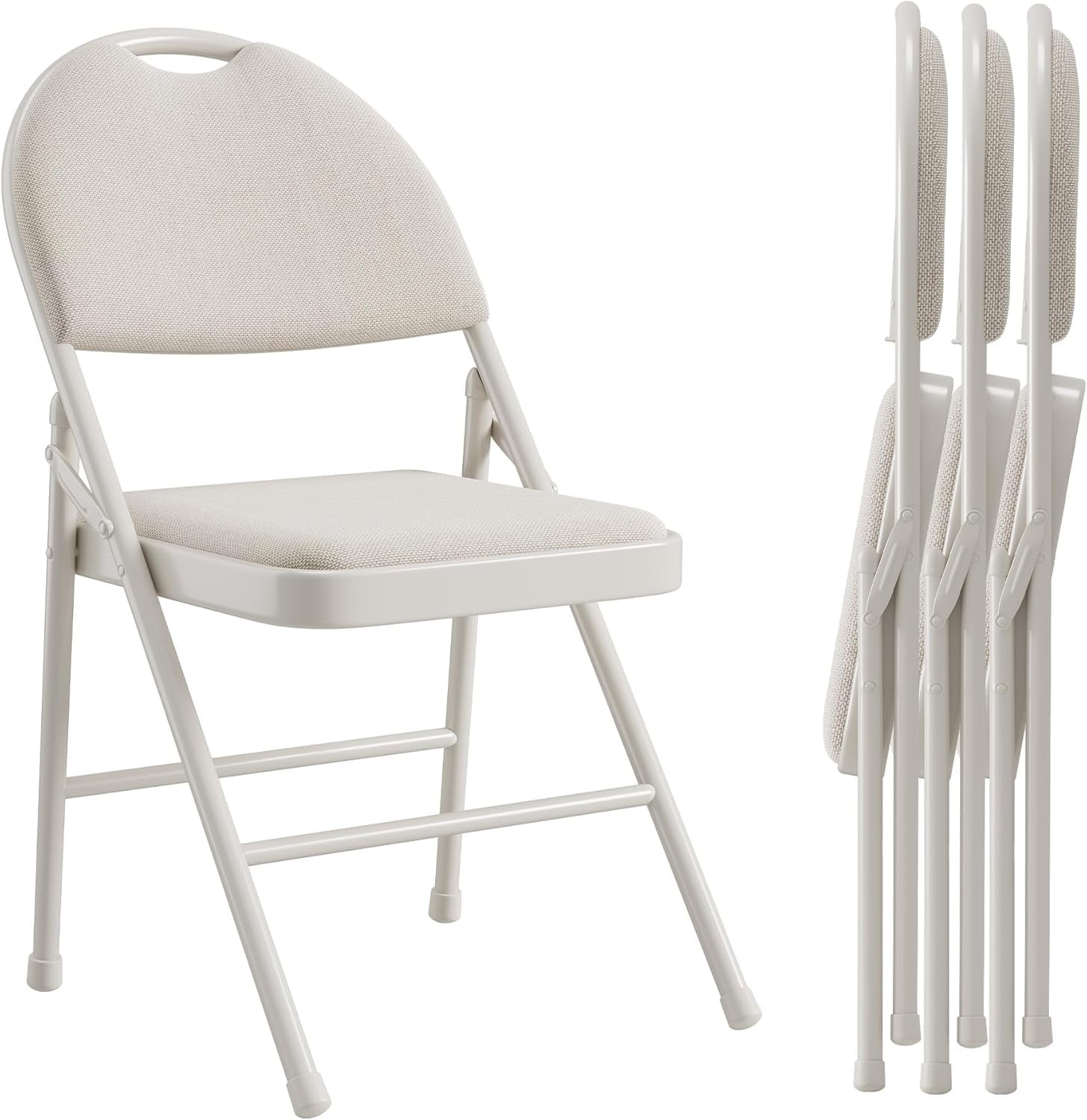 Twister.CK Folding Chairs 4 Pack, Metal Foldable Chair with Cushion and ...