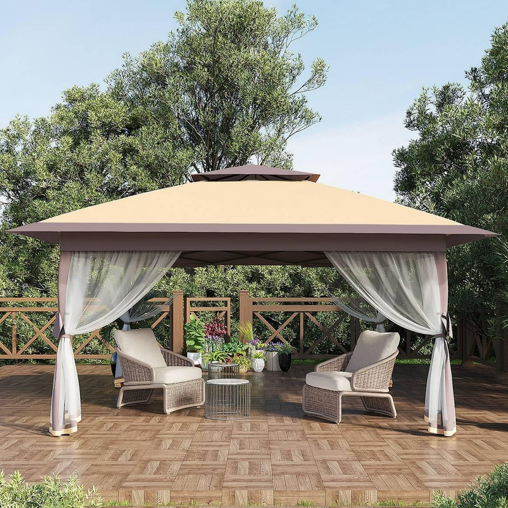 Twister.CK Pop Up 12x12 Gazebo, Canopy Tent with Mosquito Netting, One ...