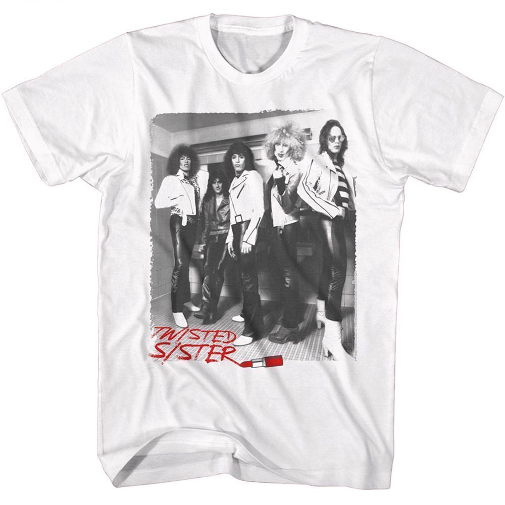 Twister Sister T-Shirt Lipstick Logo Classic Rock Music Mens New White ...