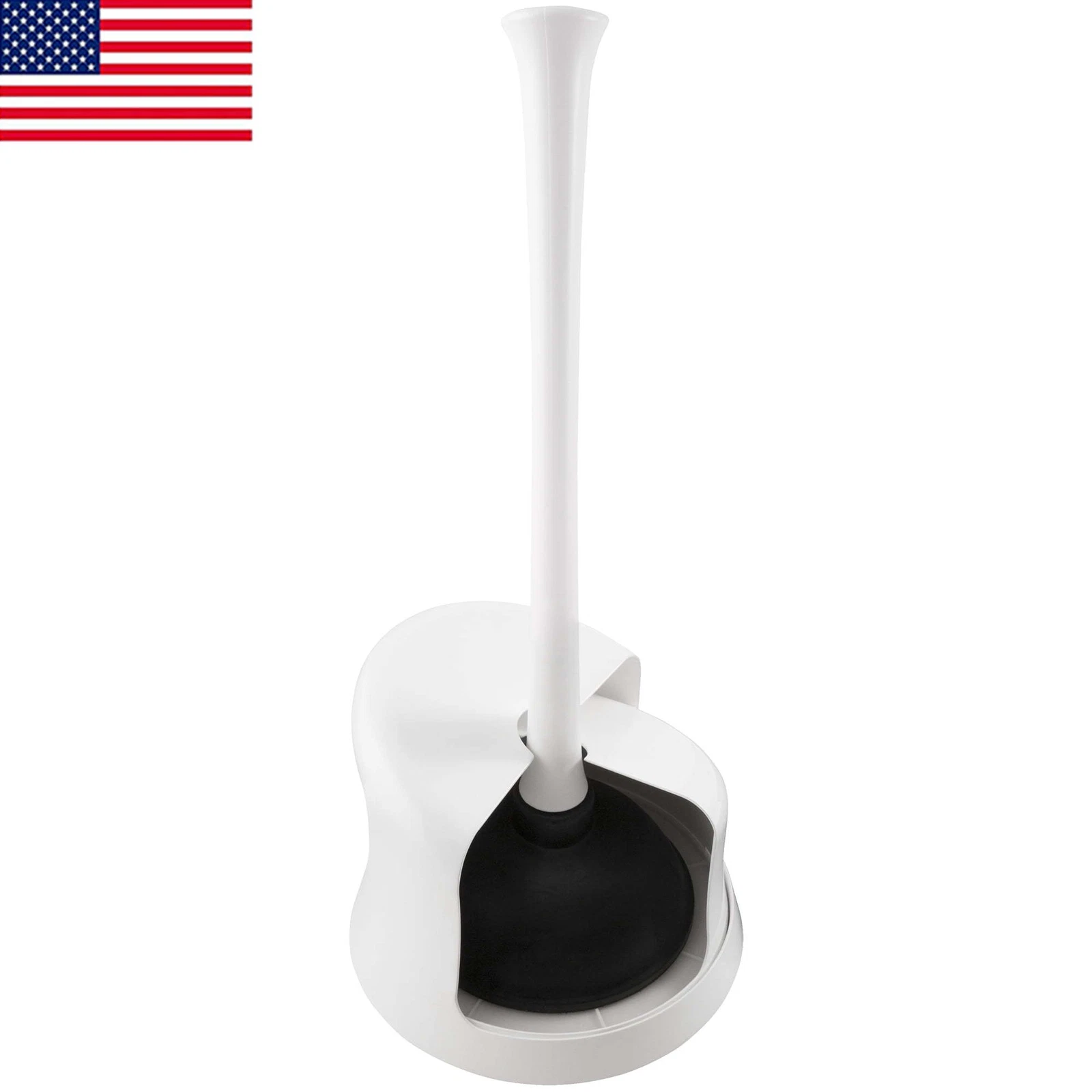 Twister Toilet Plunger W/ Storage Caddy White Comfortable Grip Durable ...