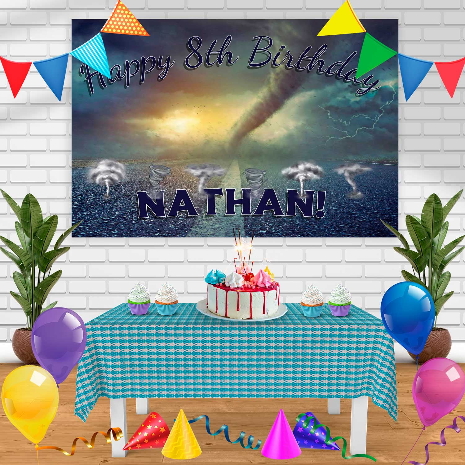 Twister Tornado Birthday Banner Personalized Party Backdrop Decoration ...