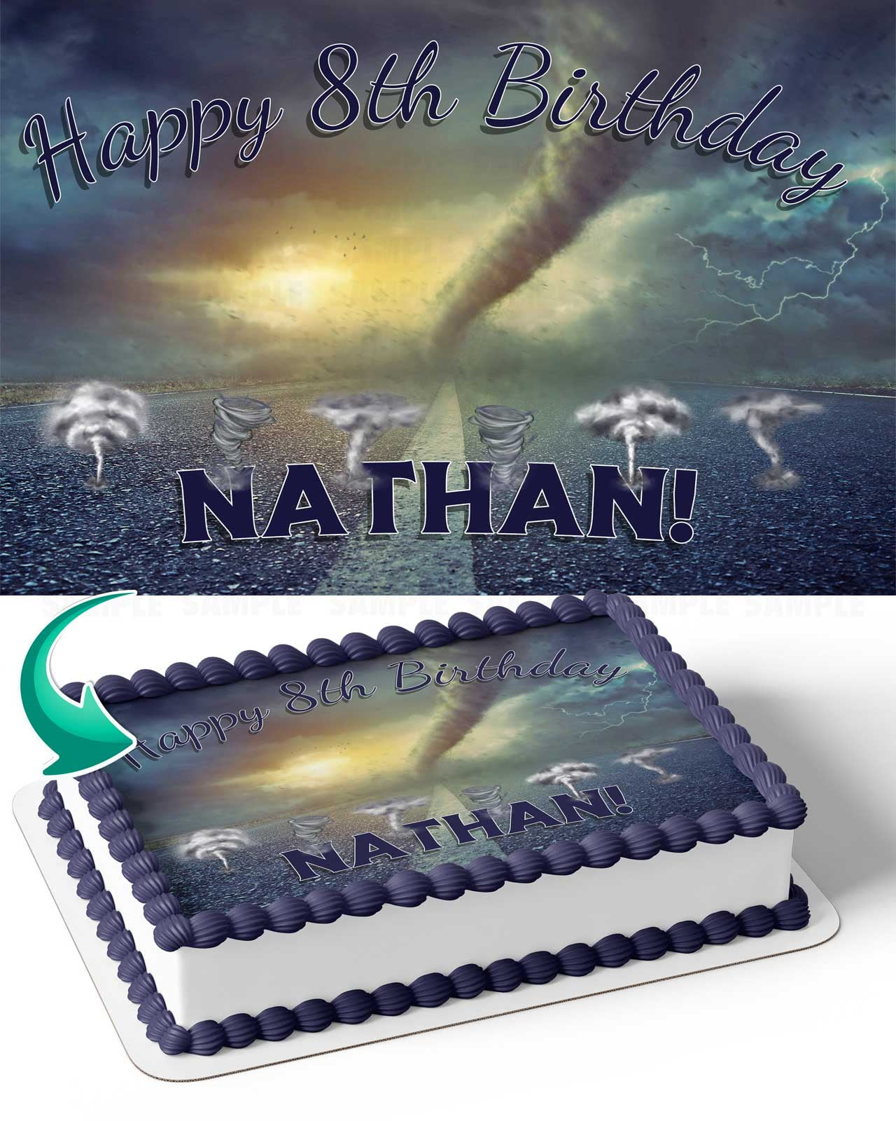 Customized Twister Tornado Edible Cake Topper, Personalized Frosting ...