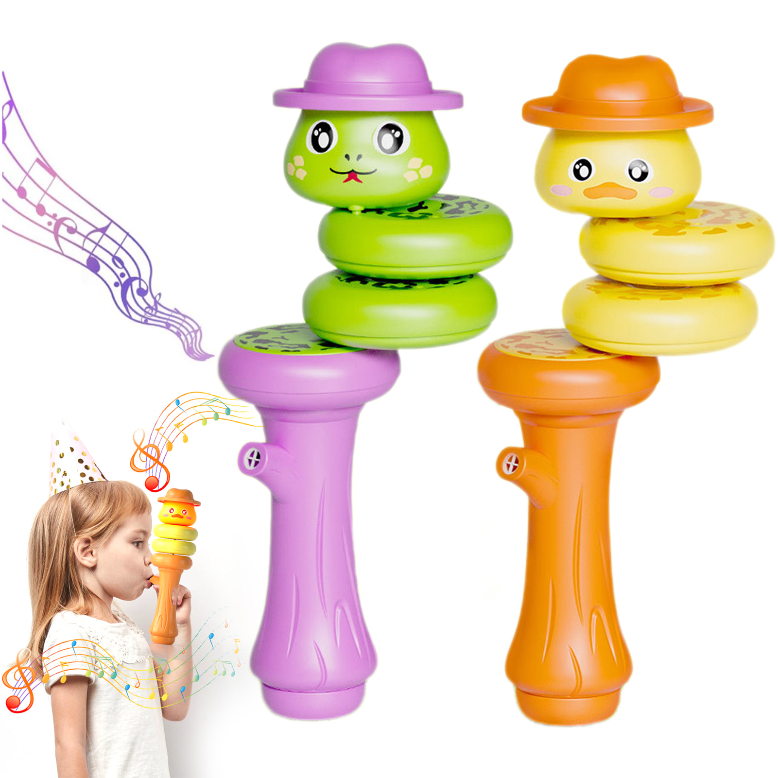 Twisting Snake Whistle Toy Stress Relief Handled Cartoon Animal Twister ...