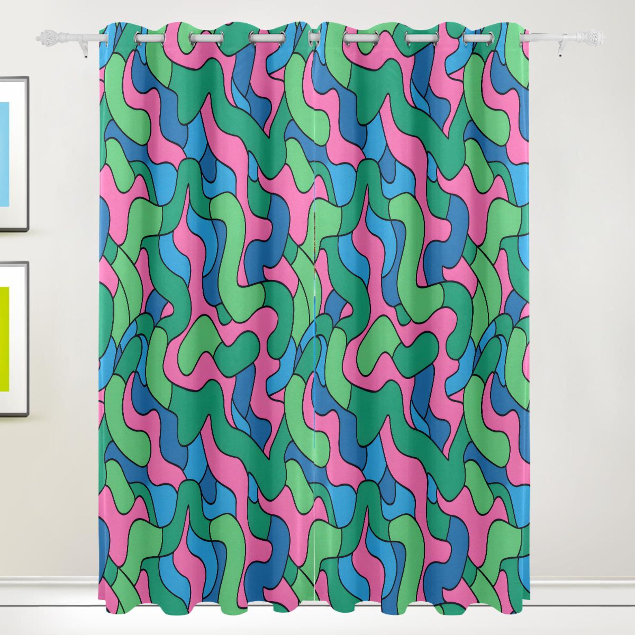 Twisty Bold Line Blackout Curtains 2 Panels Set Grommet Drapes for ...