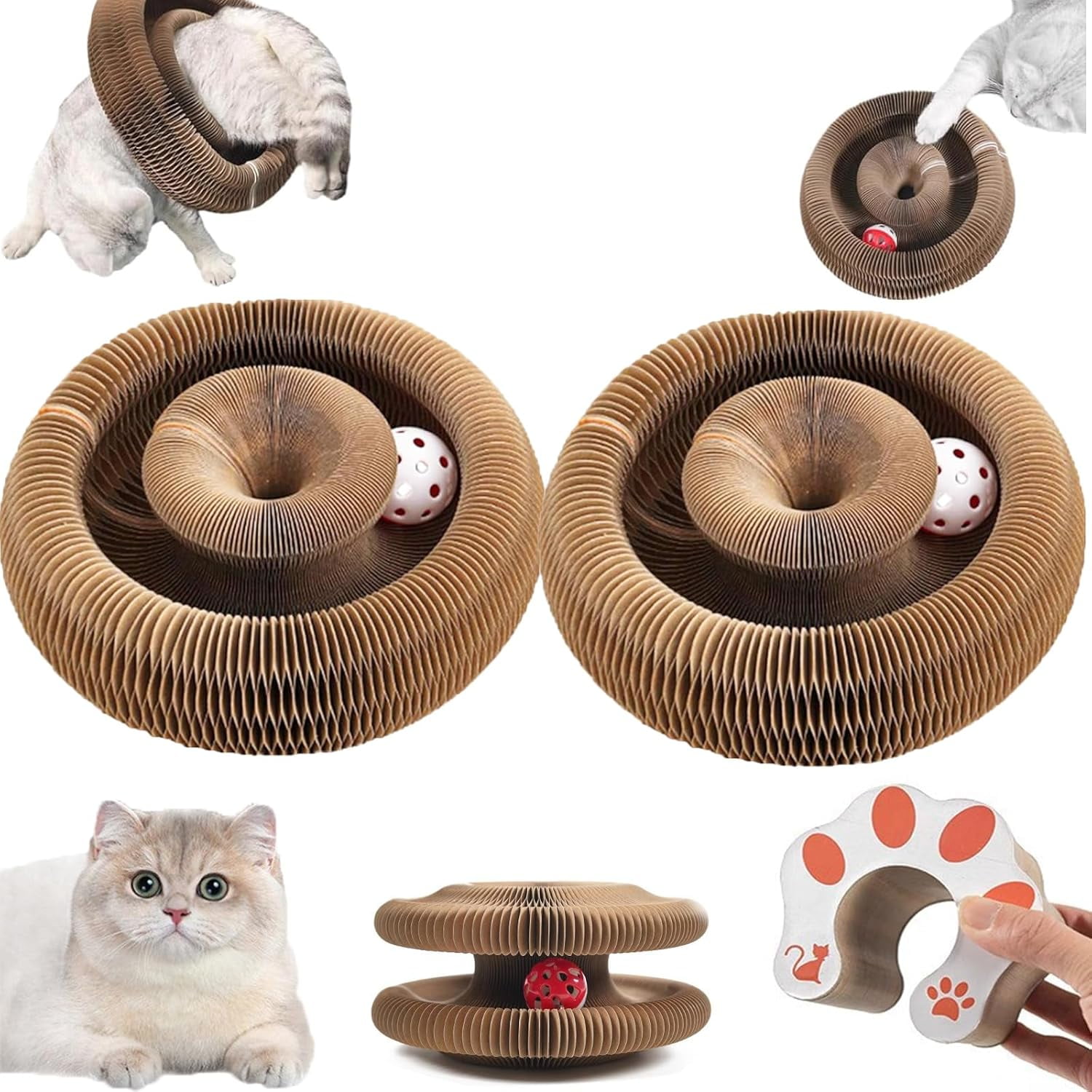 Twisty Paws Cat Toy, 2-in-1 Foldable Interactive Cat Scratcher with ...