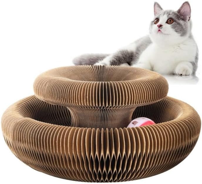 Twisty Paws Cat Toy with Magnetic Cardboard Scratcher, Foldable ...