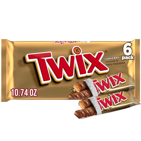 Twix Full Size Caramel Chocolate Cookie Candy Bar, 6 Pack Bulk Package ...