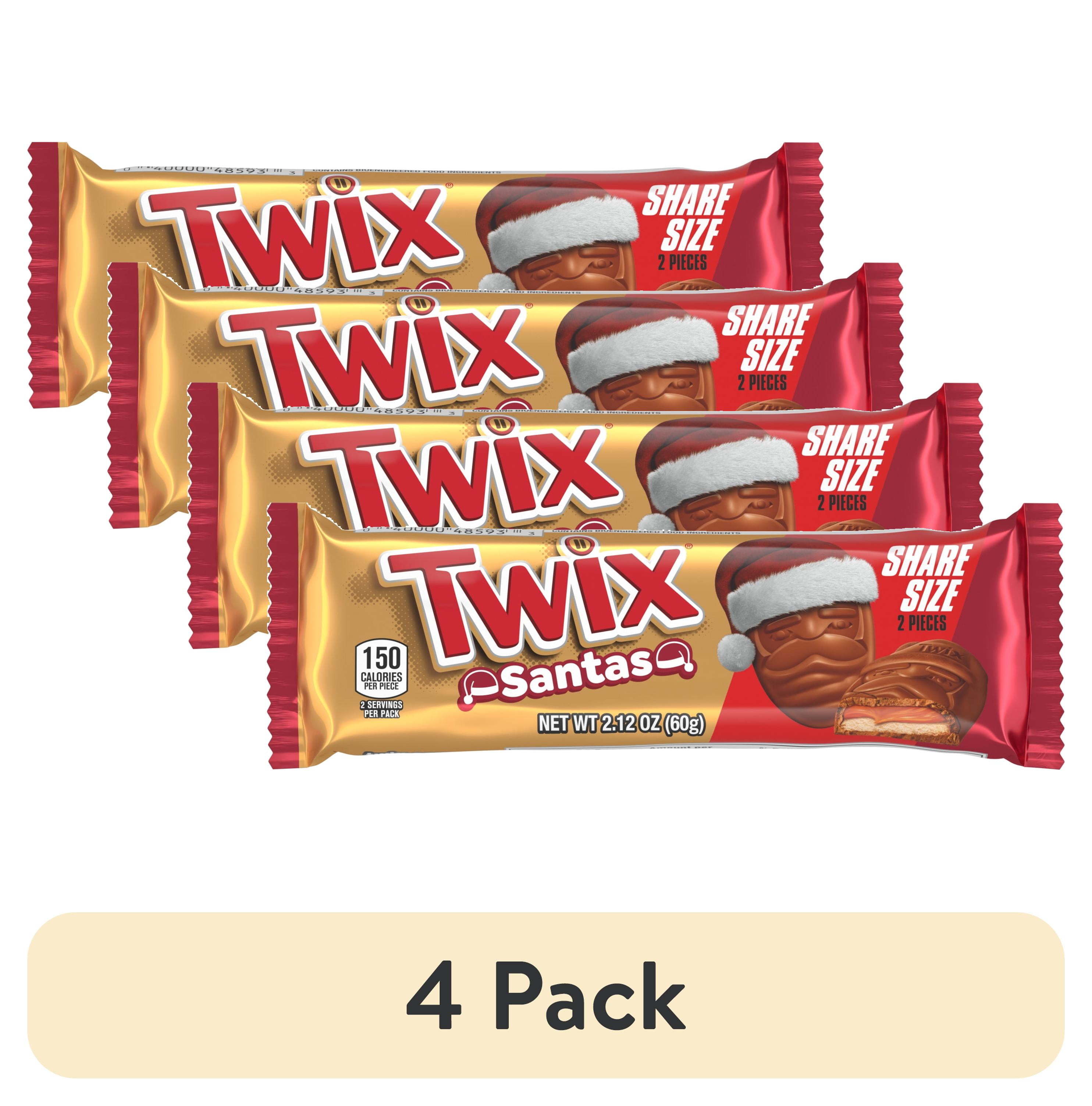 (4 pack) Twix Caramel Chocolate Cookie Santa Christmas Candy Bars Share ...
