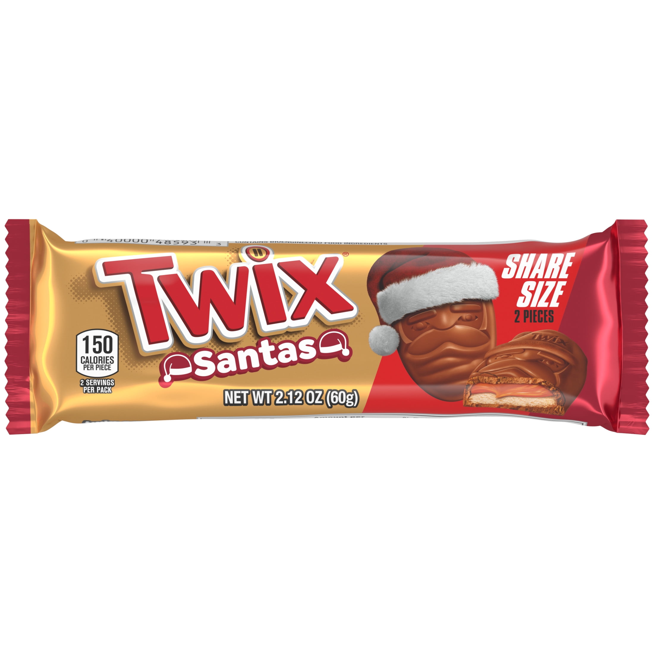 Twix Caramel Chocolate Cookie Santa Christmas Candy Bars Share Size, 2 ...