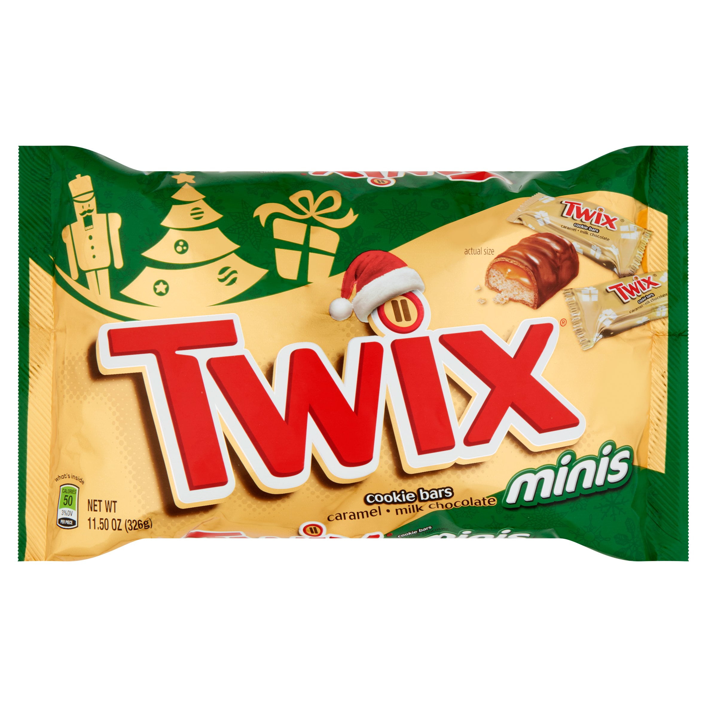 Twix Minis Caramel and Milk Chocolate Cookie Bar Christmas Candy, 11.5 ...