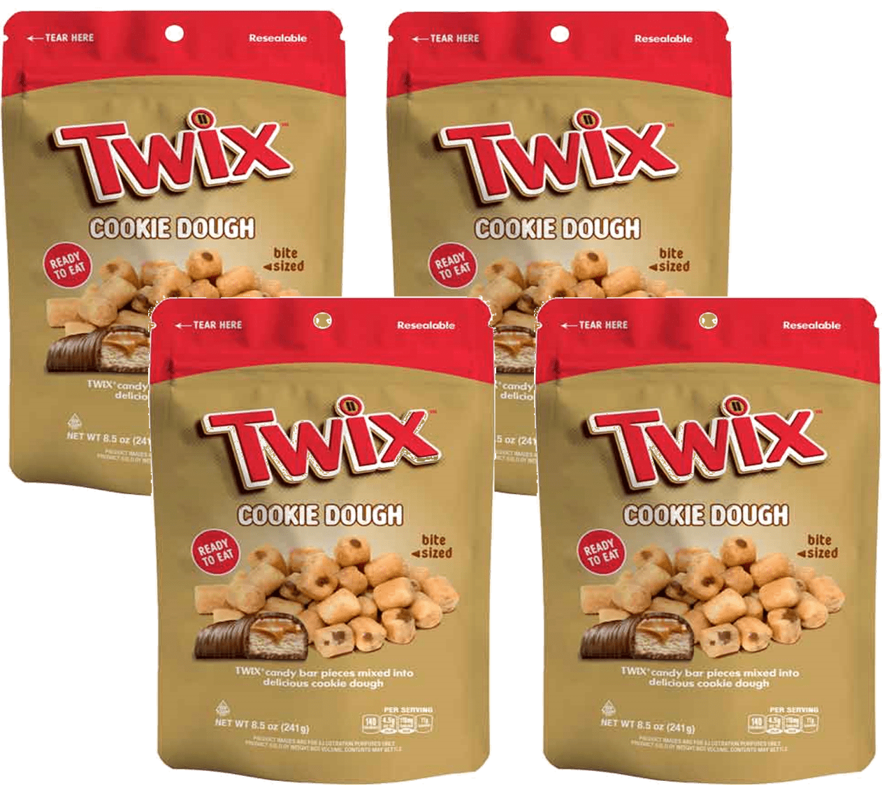 Twix Ready-To-Eat Cookie Dough Bites, 4-Pack 8.5 oz. Re-sealable Bag ...