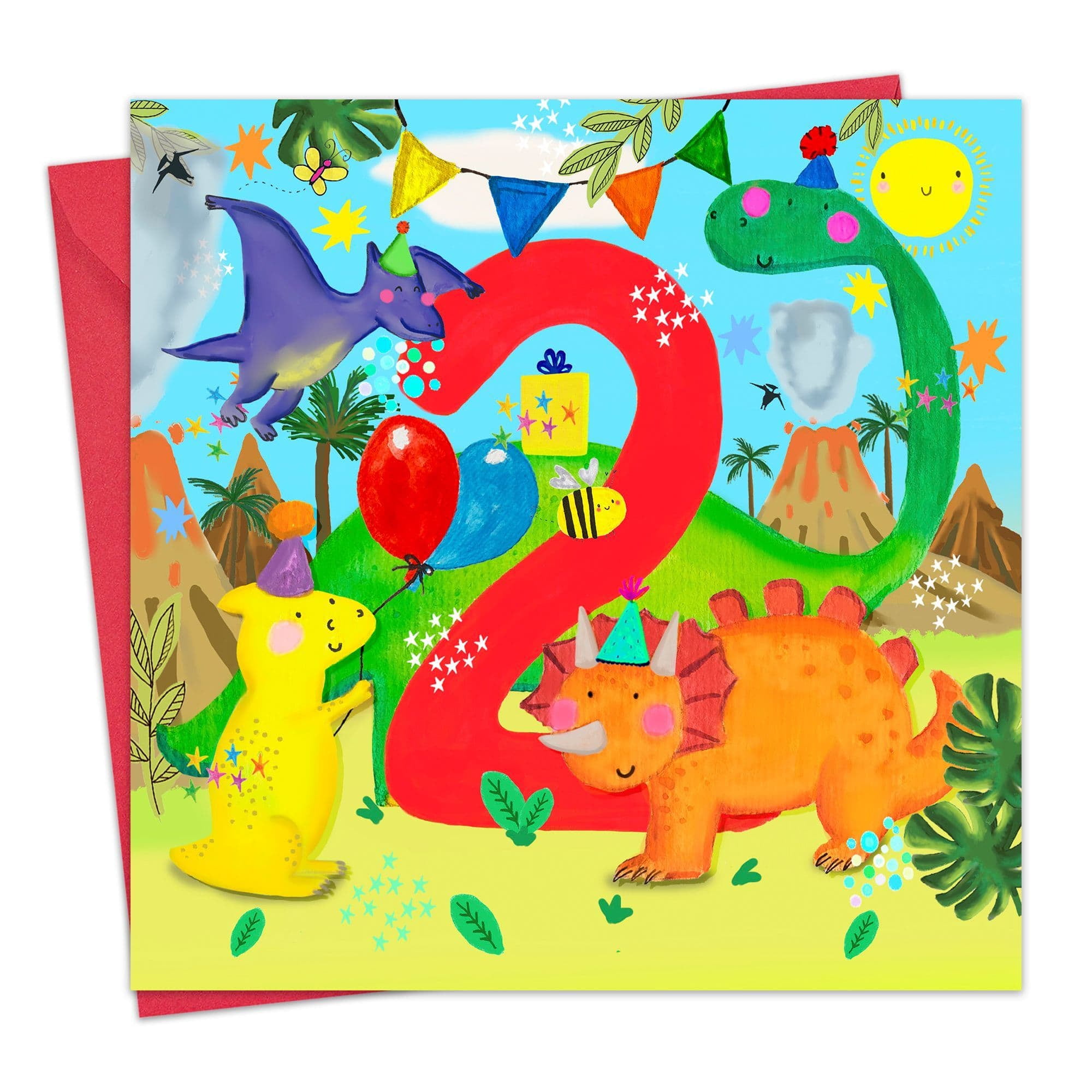 Twizler 2nd Birthday Card for Boys - Dinosaurs - Children's Age 2 Happy ...