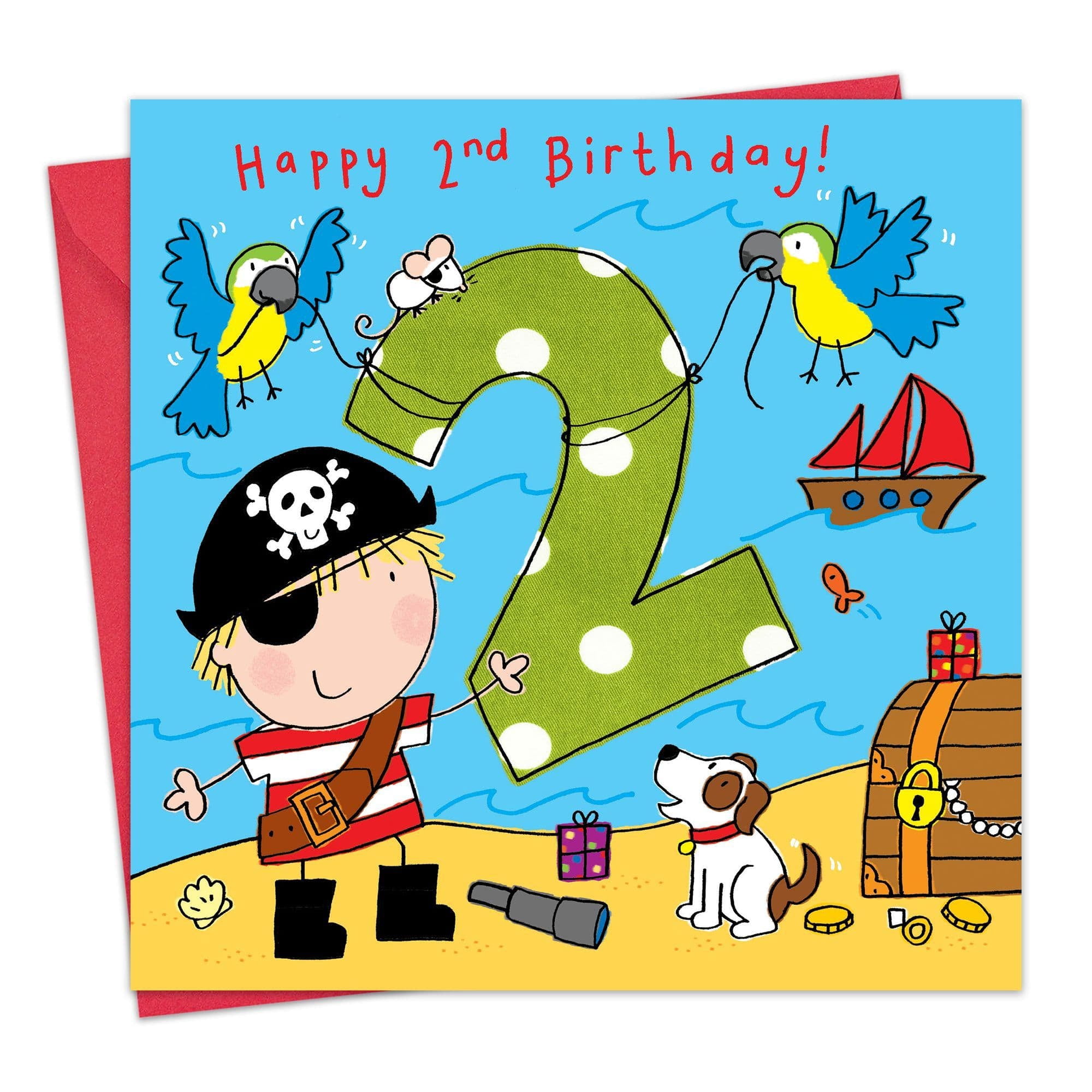 Twizler 2nd Birthday Card for Boys - Pirate - Children's Age 2 Happy ...