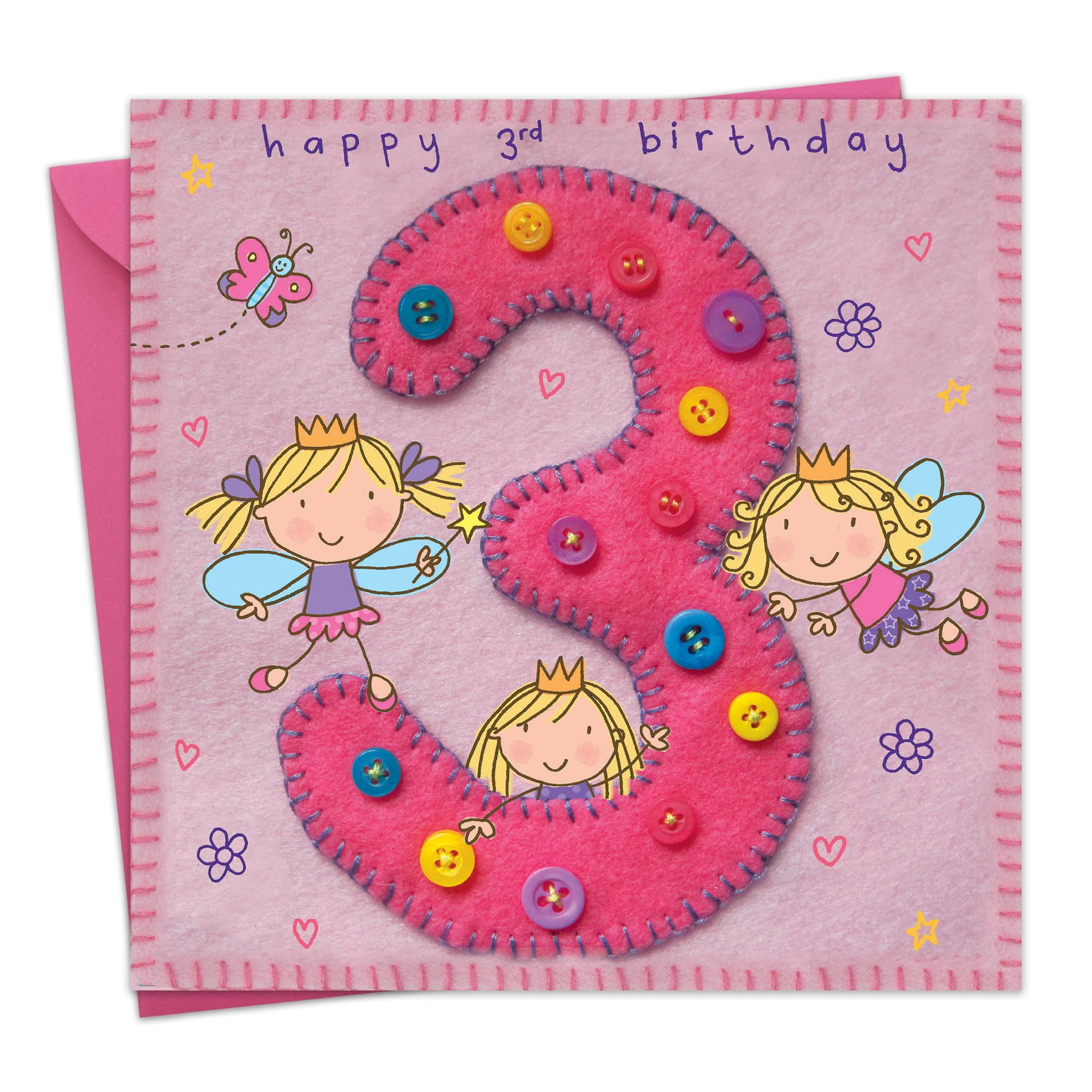 Twizler 3rd Birthday Card Girl with Fairies - Age 3 - Happy Birthday ...