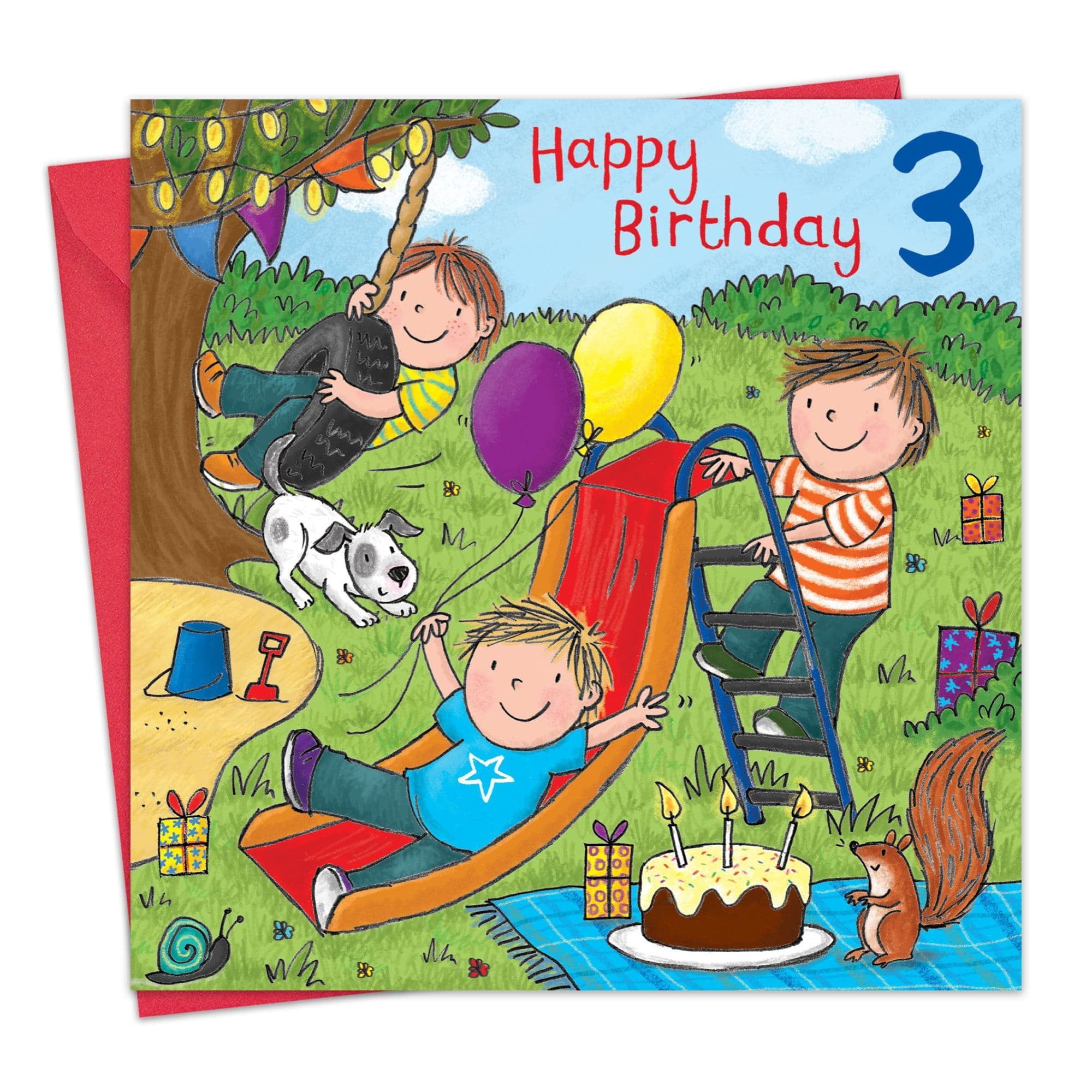 Twizler 3rd Birthday Card for Boys - Playground - Children's Age 3 ...