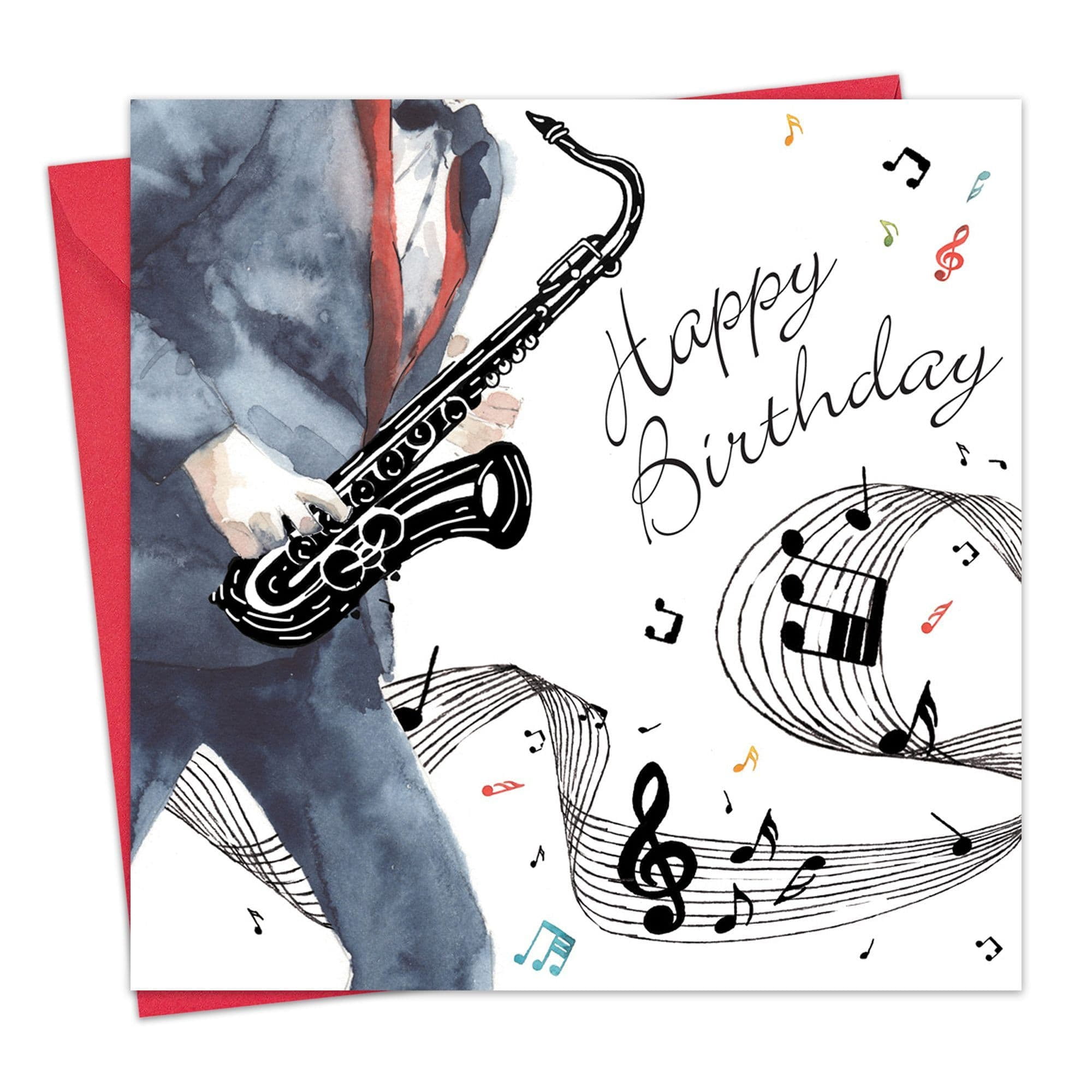 Twizler Happy Birthday Card for Him Saxophone - Mens Birthday Greeting ...