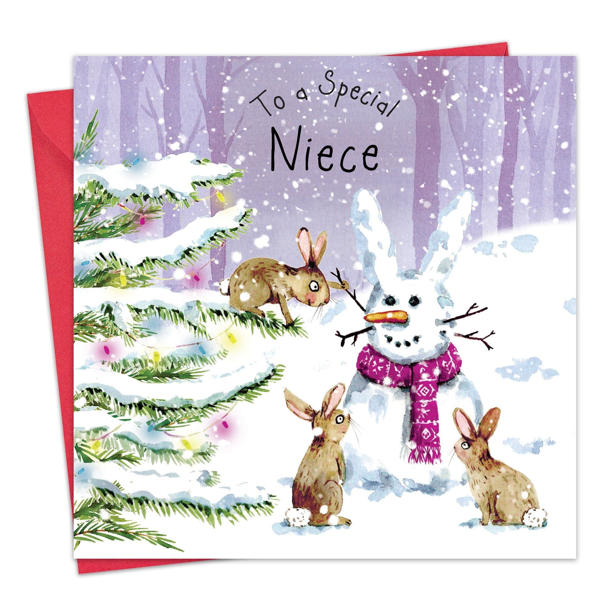 Twizler Niece Christmas Card with Cute Bunnies - Niece Merry Xmas Card ...