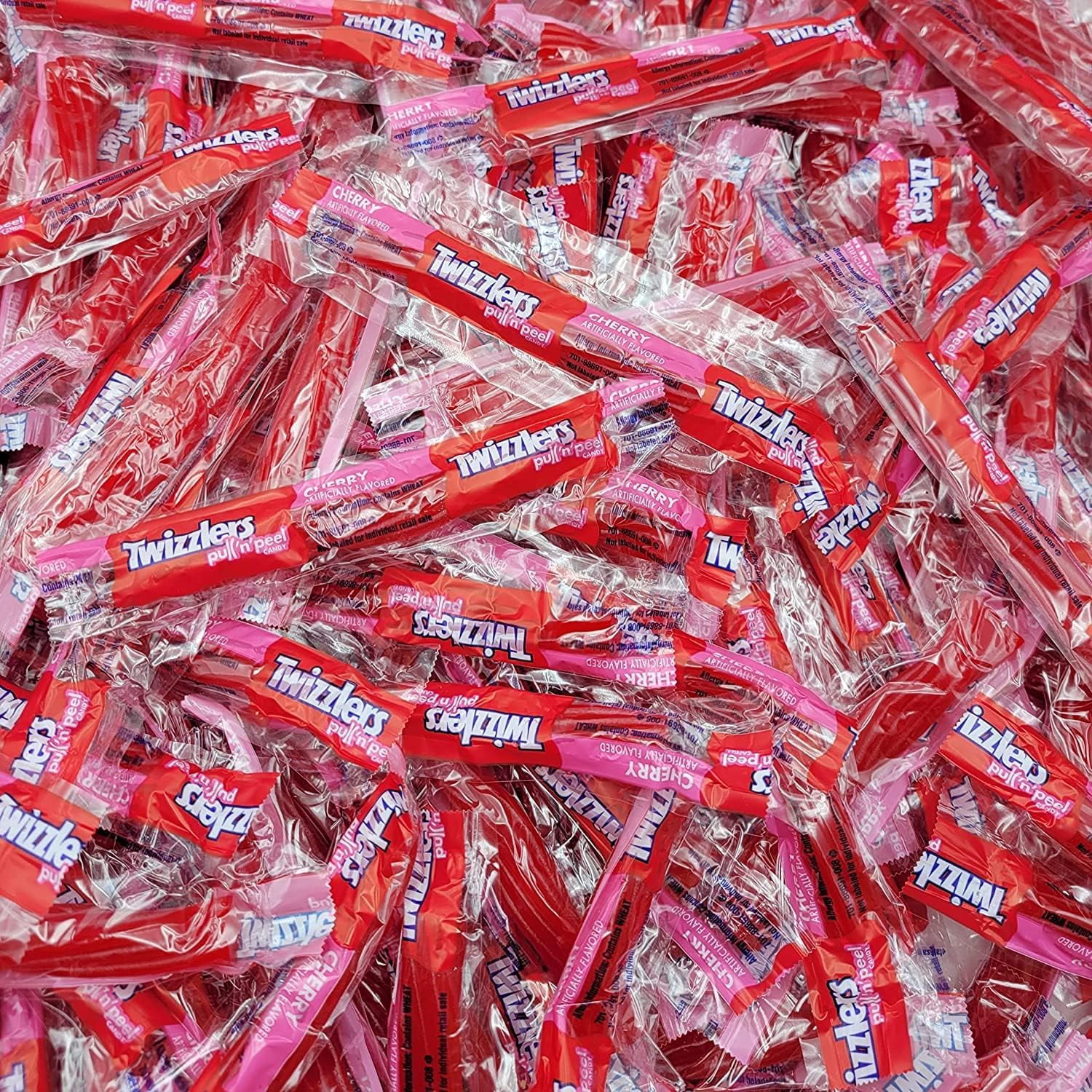 Twizzlers Pull-N-Peel Cherry Chewy Licorice Candy - Snacks Size Bulk Twizzlers - Individually ...